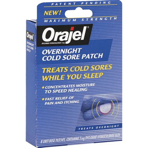 Orajel Overnight Cold Sore Patch Maximum Strength Health And Personal