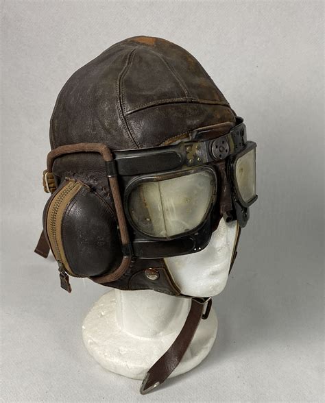 Gorro BritÁnico De Vuelo Piloto Raf Type B Fechado 1937 Con Gafas Mark