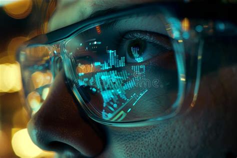 Close Up View Of Male Face With Futuristic Tech Glasses Stock Illustration Illustration Of