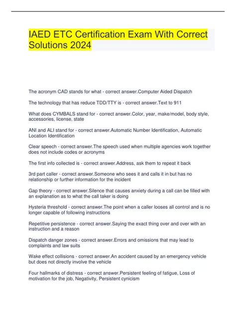 Iaed Etc Certification Exam With Correct Solutions 2024 Iaed Etc