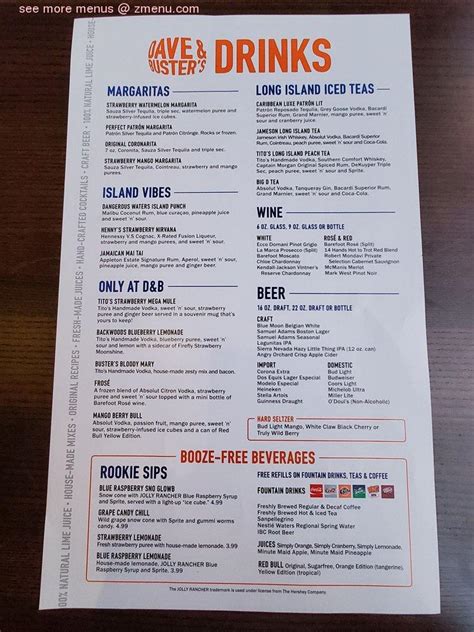 Online Menu Of Dave And Busters Gainesville Restaurant Gainesville