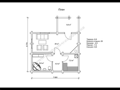 Проект «Бадріна Споруда лазні зрубу 8 7х7 6 м ціна виробника Домінант Розмір брусу