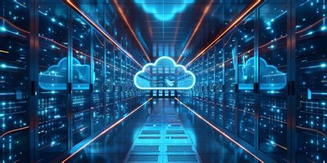 Data Center Artwork With Cloud Computing Theme Concept Data Center Artwork Cloud Computing