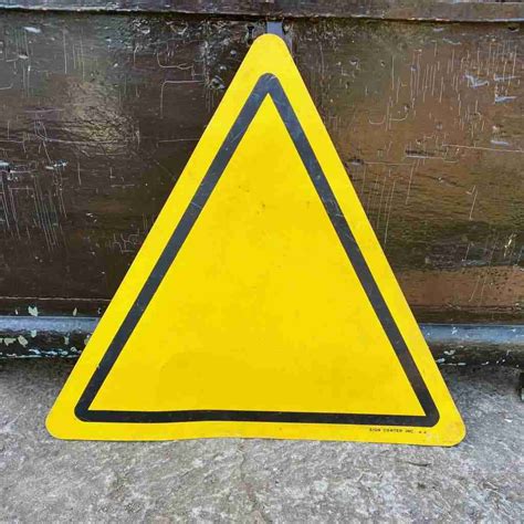 Salvaged Metal Yellow Triangle Sign Historic House Salvage
