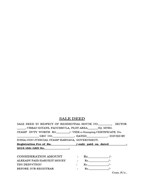 Draft Of Sale Deed Word Download Free Pdf Affidavit Deed