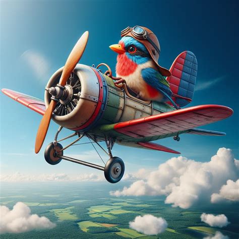 A Bird Flying An Airplane Aviator Adventures Ai Art Generator Easy