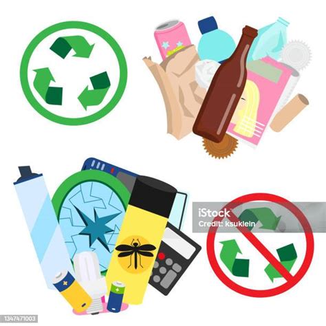 Ilustración De Residuos Reciclables Y No Reciclables Tipos De Basura Y
