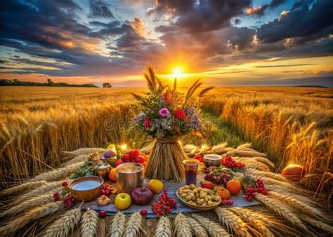 A Sacred Lammas Altar Unveiled Aerial Perspective Of A Pagan Ritual