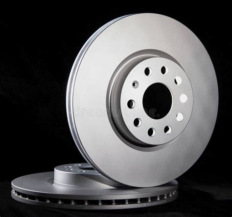 Car Brake Discs On A Black Background Isolate Disc Brake System