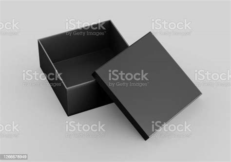 화이트 사실적 스퀘어 박스 모형 빈 골판지 신발 상자 디자인에 대한 준비가 흰색 배경에 격리 된 3d 렌더링 0명에 대한 스톡