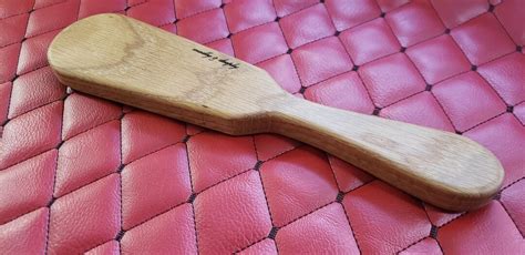 Oblong Pocket Hairbrush Paddle White Oak Bdsm Implement With For Spanking And Impact Play