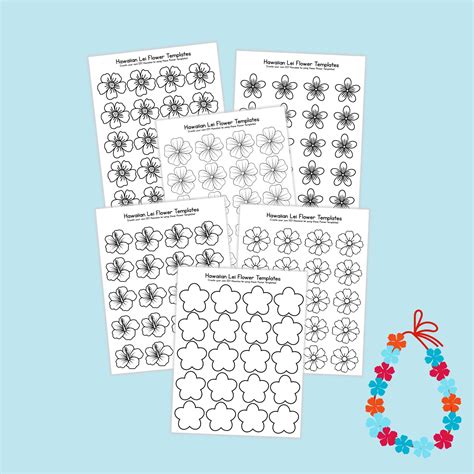 Printable Diy Hawaiian Lei Flower Templates Flower Cutouts Tropical