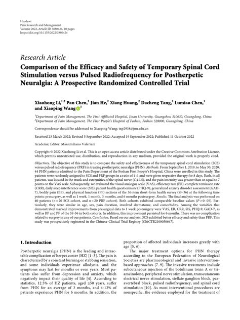 Pdf Comparison Of The Efficacy And Safety Of Temporary Spinal Cord