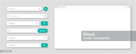 다양한 검색 창 템플릿이있는 빈 인터넷 브라우저 창 검색 상자 주소 표시줄 및 텍스트 필드가 있는 웹 사이트 엔진입니다 Ui 디자인 웹 사이트 인터페이스 요소 벡터 일러스트