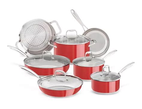 Kitchenaid Stainless Steel Cookware Set Red 12 Pc Canadian Tire