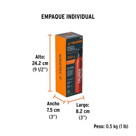Extintor PortÁtil Desechable 300 G Polvo Tipo Abc Truper 101173