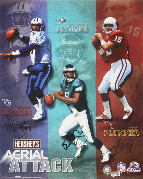 Steve Mcnair Jake Plummer And Donovan Mcnabb Signed Hersheys Aerial