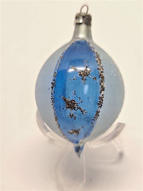 Vintage Christmas Tree Ornament Mercury Blown Glass Teardrop Mica