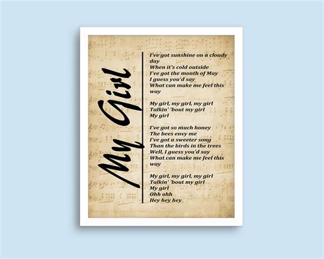 My Girl Lyrics Print Wall Art Print Digital Picture For Living Room