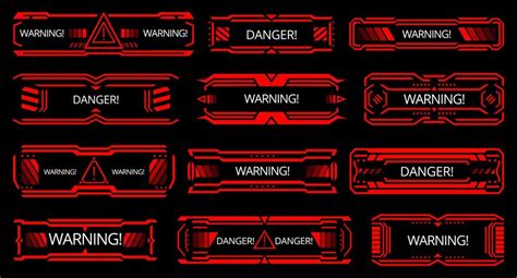 Premium Vector Hud Danger Alerts Attention Vector Red Interface Signs