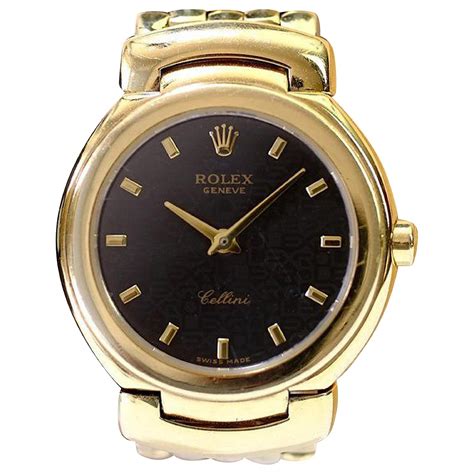 Rolex Cellini 18k Yellow Gold Watch W Certificate All Factory Black