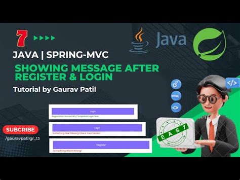 #7: Spring MVC project showing message after register & login Java tutorial - YouTube
