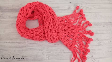 Bufanda Fácil A Crochet Con Flecos De Pompones Tejidos Crochet Con Sole