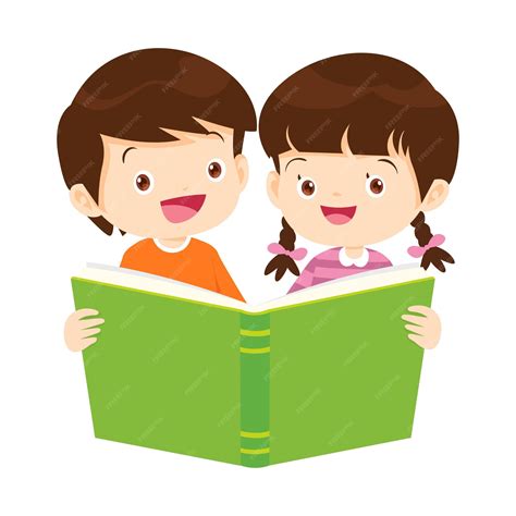 행복한 아이들이 책을 읽고 학교 개념 아이들과 책으로 돌아가다 프리미엄 벡터