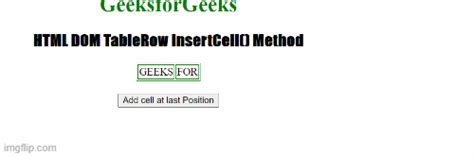 DOM TableRow InsertCell Method GeeksforGeeks