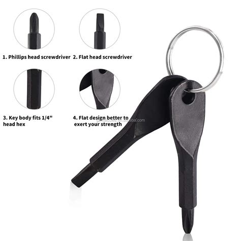 Key Shape Mini Slotted Phillips Screwdriver Keychain Pocket Repair Tool Multifunction