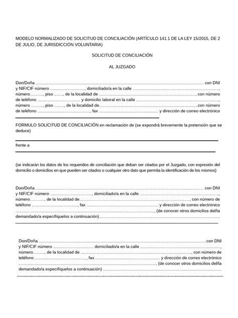 Solicitud De Conciliación Judicial Modelo Pdf
