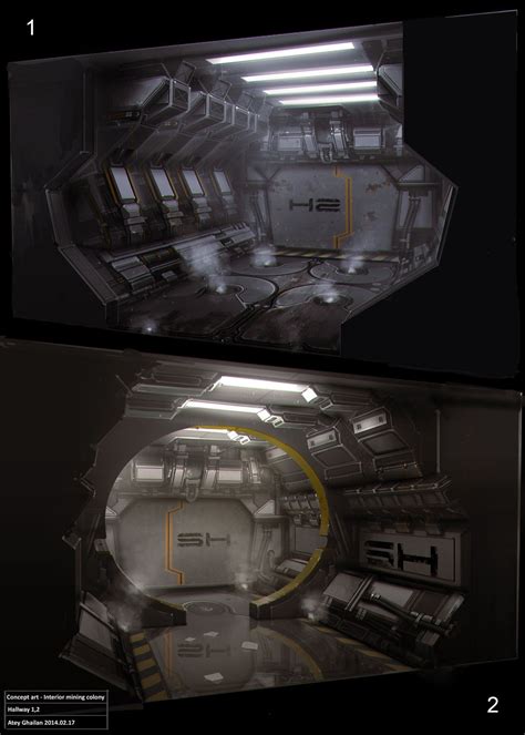Futuristic Interior Mining Colony Hallways Cargo Bay Interior Ideas