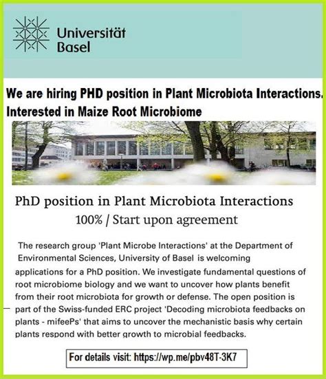📌 Phd Funded In Plant Microbiota Interactions🌱🦠 Maize Root Microbiome Exudates Microbial