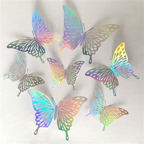 Jual 12pcs Kupu Kupu Silver Hologram Holograpic 3d Butterfly Decorations Shopee Indonesia