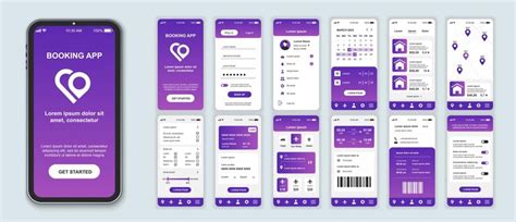Premium Vector Booking Mobile App Interface Screens Template Set Online Account Login Hotel Or