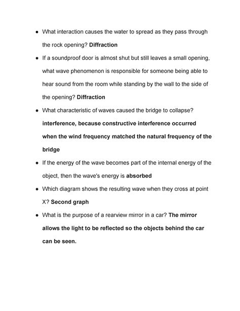 Wave Interactions Quiz What Interaction Causes The Water To Spread As