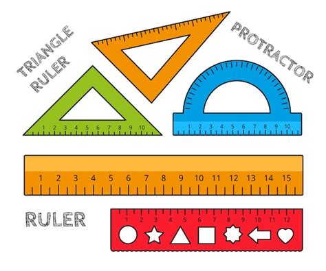 Premium Vector School Supplies Five Different Rulers A Colorful Set