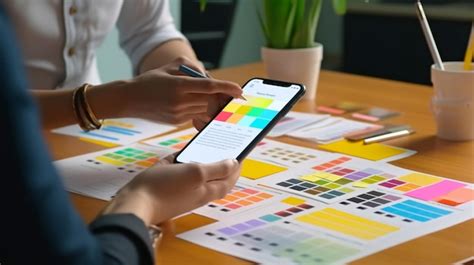 Premium Photo Ux Developer And Ui Designer Discussing Mobile App Interface Wireframe Design