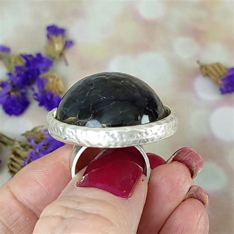 Antique Obsidian Ring Etsy