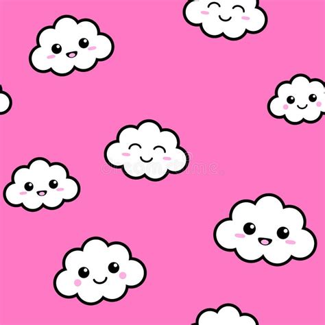 Seamless Pattern Cute Cloud Friendly Face Stock Vector Illustration Of Cartoon Summer 140167012