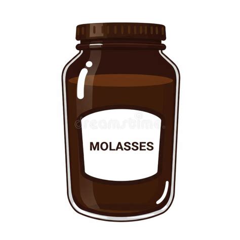 Brown Glass Jar With Molasses Label Isolated On White Background
