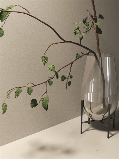 Echasse Vase With Branch 3d Model Cgtrader