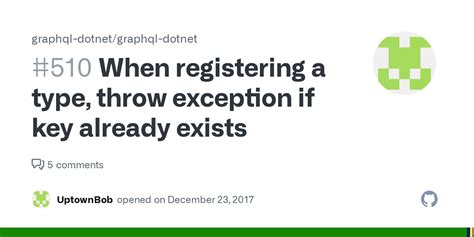 When Registering A Type Throw Exception If Key Already Exists Issue Graphql Dotnet