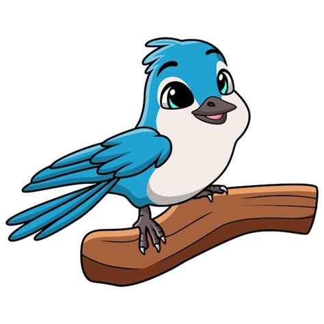 Premium Vector Cute Blue Jay Cartoon On White Background