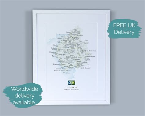 Cumbria County Map Framed Map Of Cumbria Minimal Etsy
