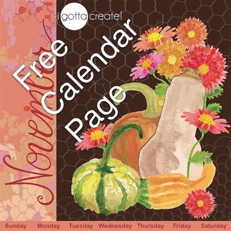 November Floral Calendar Page