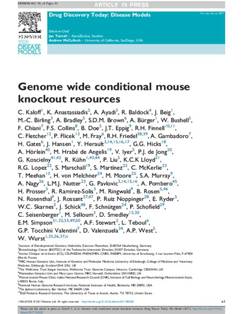 Pdf Genome Wide Conditional Mouse Knockout Resources Joel Schick