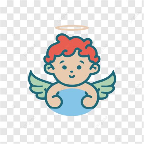 날개와 머리 위에 왕관을 쓴 귀여운 작은 천사 벡터 흰색 배경에 있는 푸티의 단순한 다채로운 아이콘 그림자 없음 작은 프레임 중앙 Png 일러스트 및 벡터 에 대한