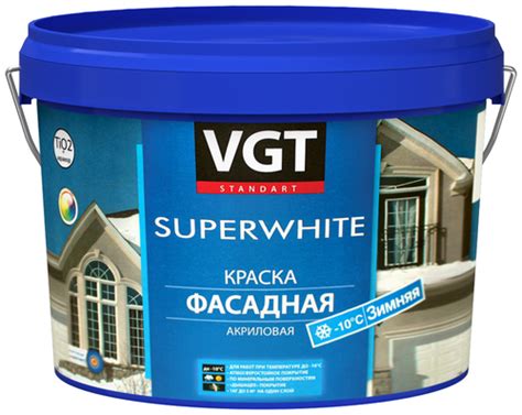 VGT ВД-АК-1180 краска фасадная ПО дереву акриловая, белая, матовая (3кг ...