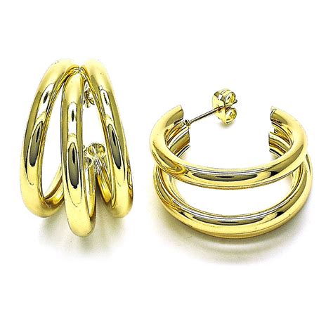 Oro Laminado Medium Hoop Gold Filled Style Hollow Design Polished G